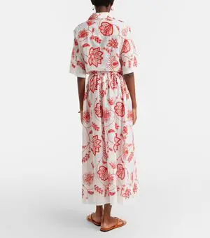 ERES Calie Embroidered Cotton-blend Midi Skirt - Red