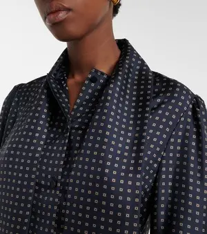 Saint Laurent Printed Tie-neck Silk Crêpe De Chine Blouse