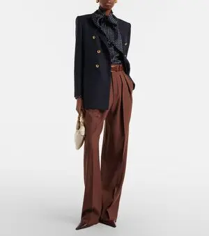 Saint Laurent Printed Tie-neck Silk Crêpe De Chine Blouse
