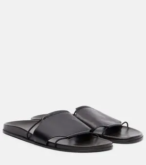 THE ROW Vivienne Leather Slides - Black