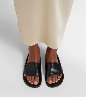 THE ROW Vivienne Leather Slides - Black