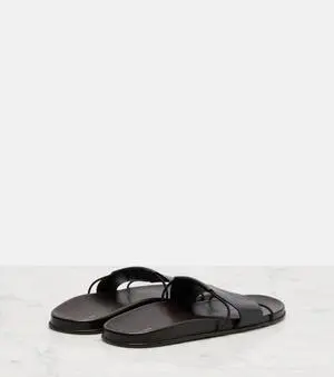 THE ROW Vivienne Leather Slides - Black