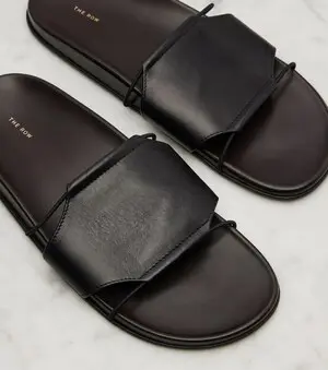 THE ROW Vivienne Leather Slides - Black