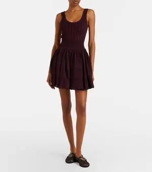 Alaïa Ribbed-knit Scalloped Minidress - Burgundy