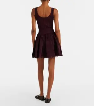 Alaïa Ribbed-knit Scalloped Minidress - Burgundy