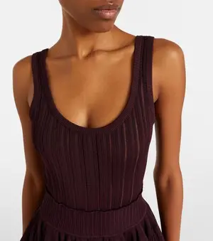Alaïa Ribbed-knit Scalloped Minidress - Burgundy