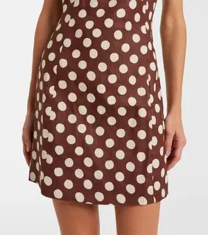 Faithfull The Brand Lydie Polka-dot Linen Minidress - Brown
