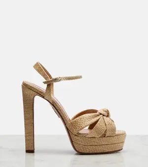 AQUAZZURA Nina Raffia Platform Sandals