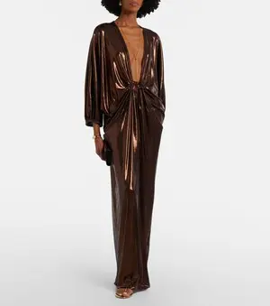 ADRIANA DEGREAS Cutout Draped Kaftan - Brown