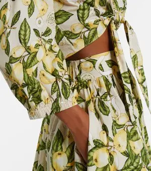 ADRIANA DEGREAS Printed Cotton-blend Crop Top