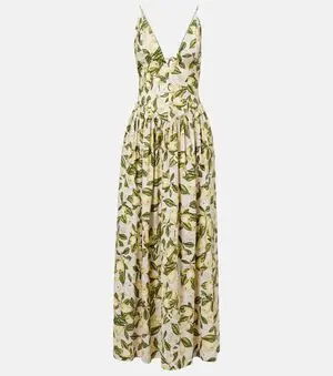 ADRIANA DEGREAS Printed Cotton-blend Maxi Dress - Beige