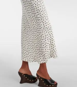 Rixo Iggy Polka-dot Linen-blend Midi Dress - White