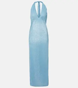 Oseree Lumière Halterneck Maxi Dress - Blue