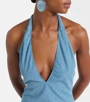 Oseree Lumière Halterneck Maxi Dress - Blue