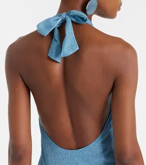 Oseree Lumière Halterneck Maxi Dress - Blue