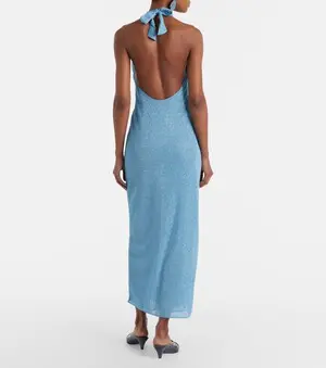 Oseree Lumière Halterneck Maxi Dress - Blue