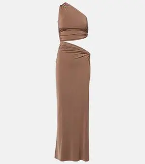 Jade Swim Yana Cutout One-shoulder Maxi Dress In Mocha - Brown