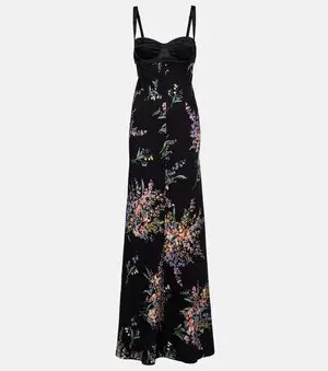 Dolce & Gabbana Floral Silk-blend Charmeuse Maxi Dress - Black
