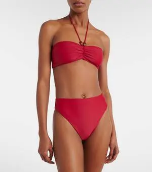 Jade Swim Zoe Ruched Bikini Top - Red