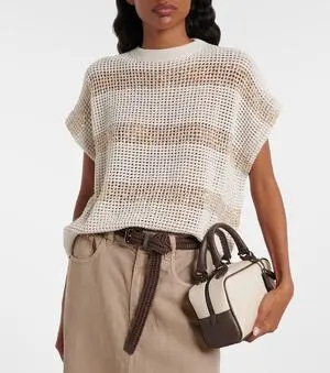 Brunello Cucinelli Open-knit Sequined Cotton Sweater