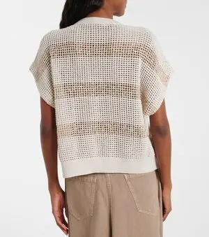 Brunello Cucinelli Open-knit Sequined Cotton Sweater