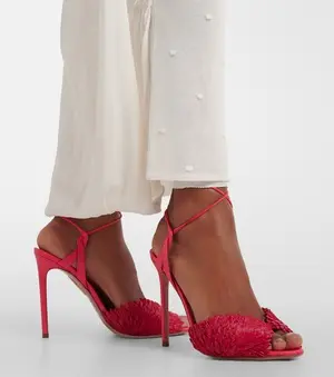 AQUAZZURA Rio Flirt Raffia Sandals - Pink