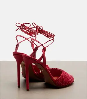 AQUAZZURA Rio Flirt Raffia Sandals - Pink