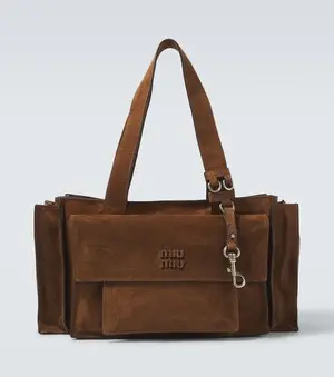 Miu Miu Utilitaire Suede Tote Bag - Brown