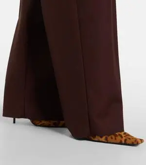 Saint Laurent Wool And Mohair Wide-leg Pants - Brown