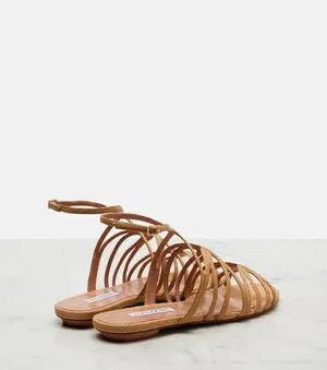 AQUAZZURA Serenade Raffia Sandals - Beige