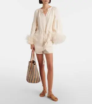 AQUAZZURA Serenade Raffia Sandals - Beige