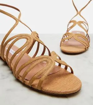 AQUAZZURA Serenade Raffia Sandals - Beige