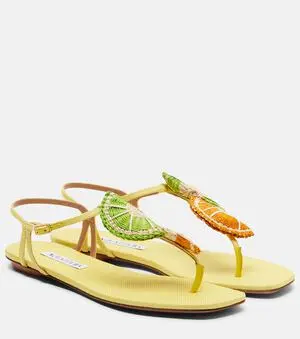 AQUAZZURA Citrus Sugar Raffia Slingback Sandals