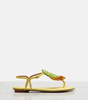 AQUAZZURA Citrus Sugar Raffia Slingback Sandals