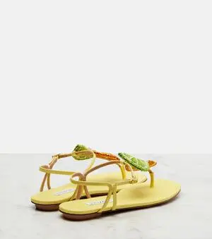 AQUAZZURA Citrus Sugar Raffia Slingback Sandals