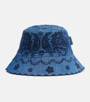 Zimmermann Embroidered Denim Bucket Hat - Blue