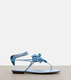 AQUAZZURA Calypso Raffia Thong Sandals