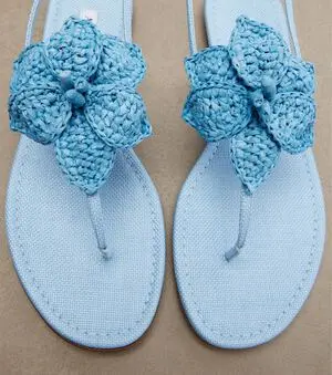 AQUAZZURA Calypso Raffia Thong Sandals