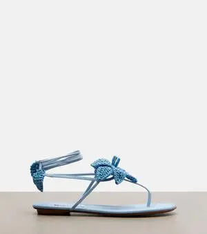 AQUAZZURA Calypso Raffia Thong Sandals