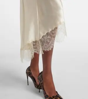 Dolce & Gabbana Lace-trimmed Silk-blend Satin Slip Skirt - White