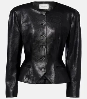 Magda Butrym Peplum Leather Jacket - Black