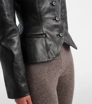 Magda Butrym Peplum Leather Jacket - Black
