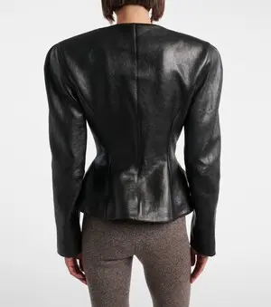 Magda Butrym Peplum Leather Jacket - Black