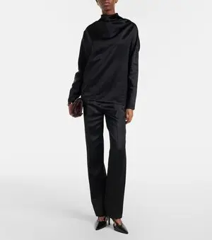 TOTEME Draped Satin Blouse - Black