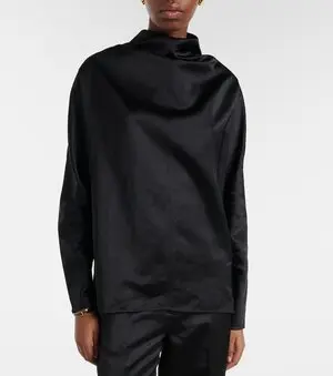 TOTEME Draped Satin Blouse - Black