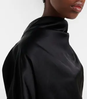 TOTEME Draped Satin Blouse - Black