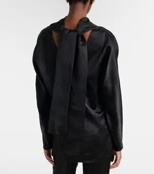 TOTEME Draped Satin Blouse - Black