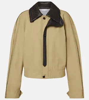 Bottega Veneta Intrecciato Leather-trimmed Blouson - Beige