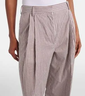 Dries Van Noten Striped Cotton And Silk Trousers - Brown