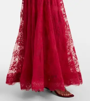 Zimmermann Luna Off-shoulder Floral Lace Gown - Red